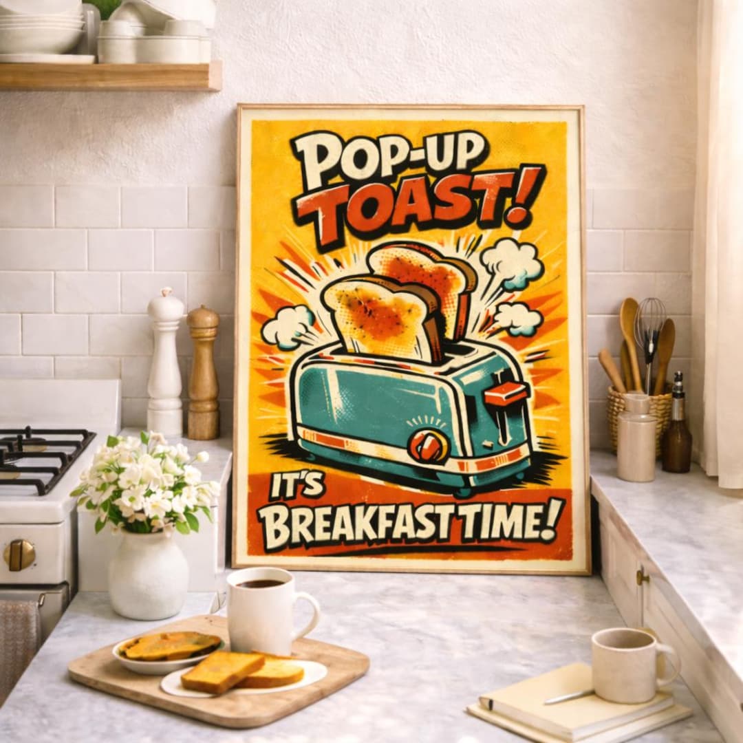 Retro Toaster Wall Art Printable, Vintage Pop Art Kitchen Poster - Etsy