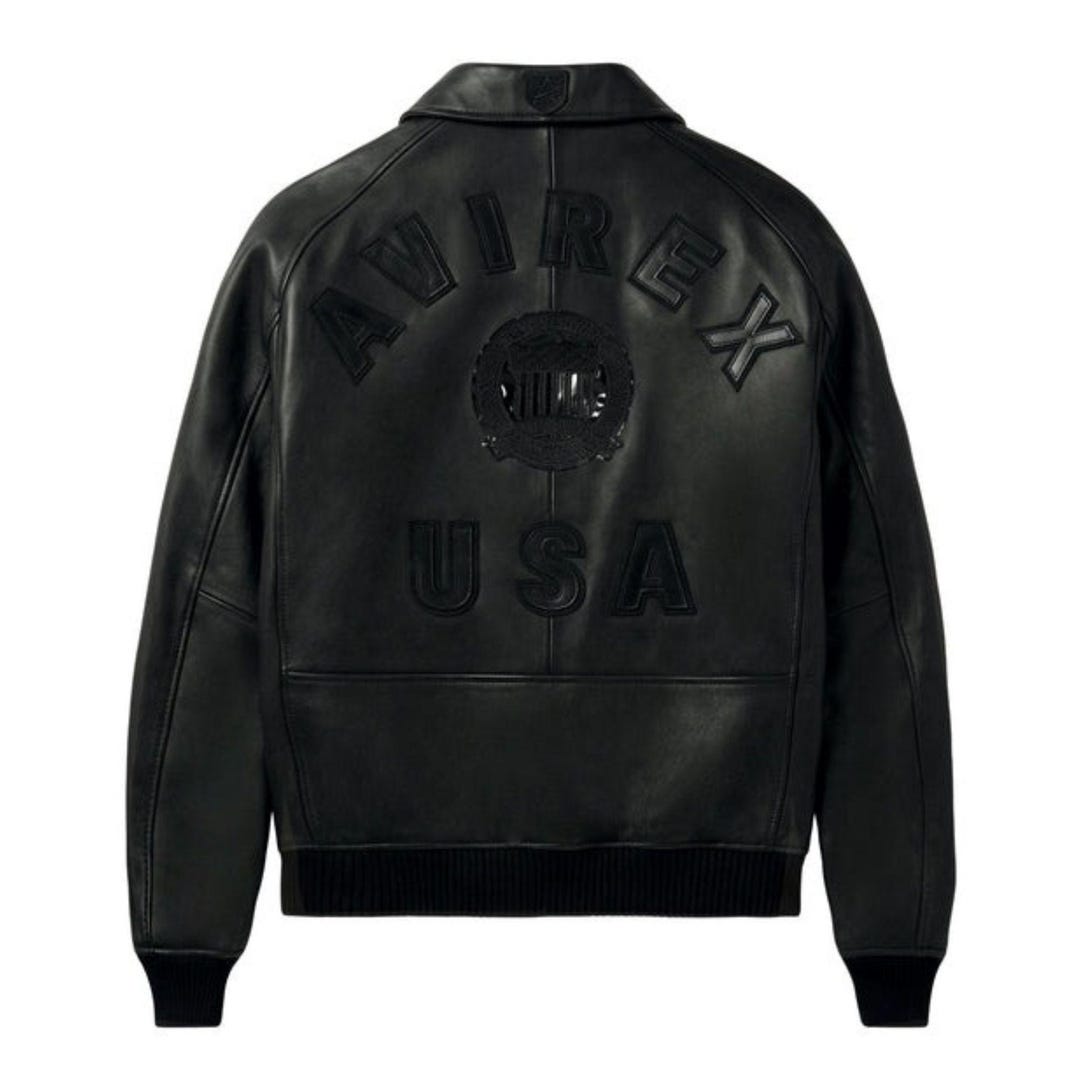 Avirex Men’s Black ICON Bomber Jacket Genuine Cowhide Leather American ...
