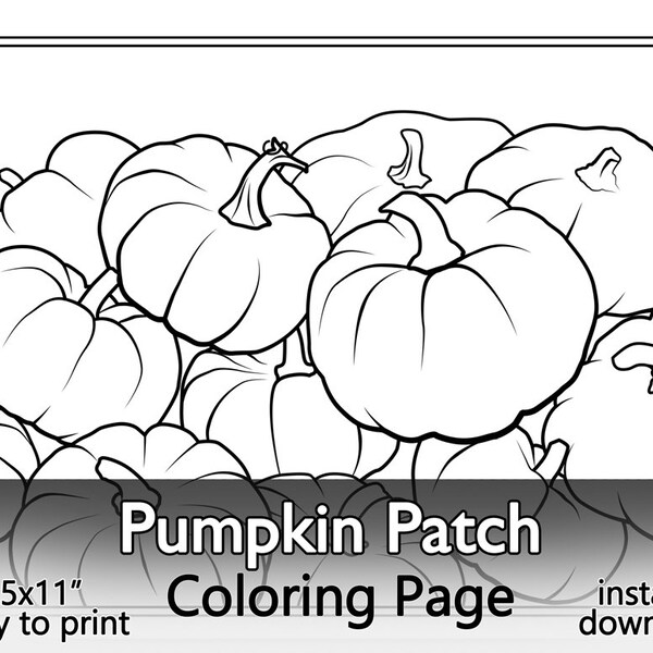 Pumpkin Patch Coloring Page - Etsy