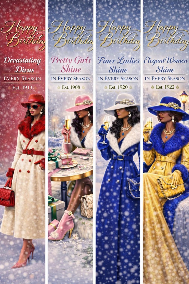 Winter Birthday Card Bundle for Divine 9 Sororities | Delta AKA Zeta ...