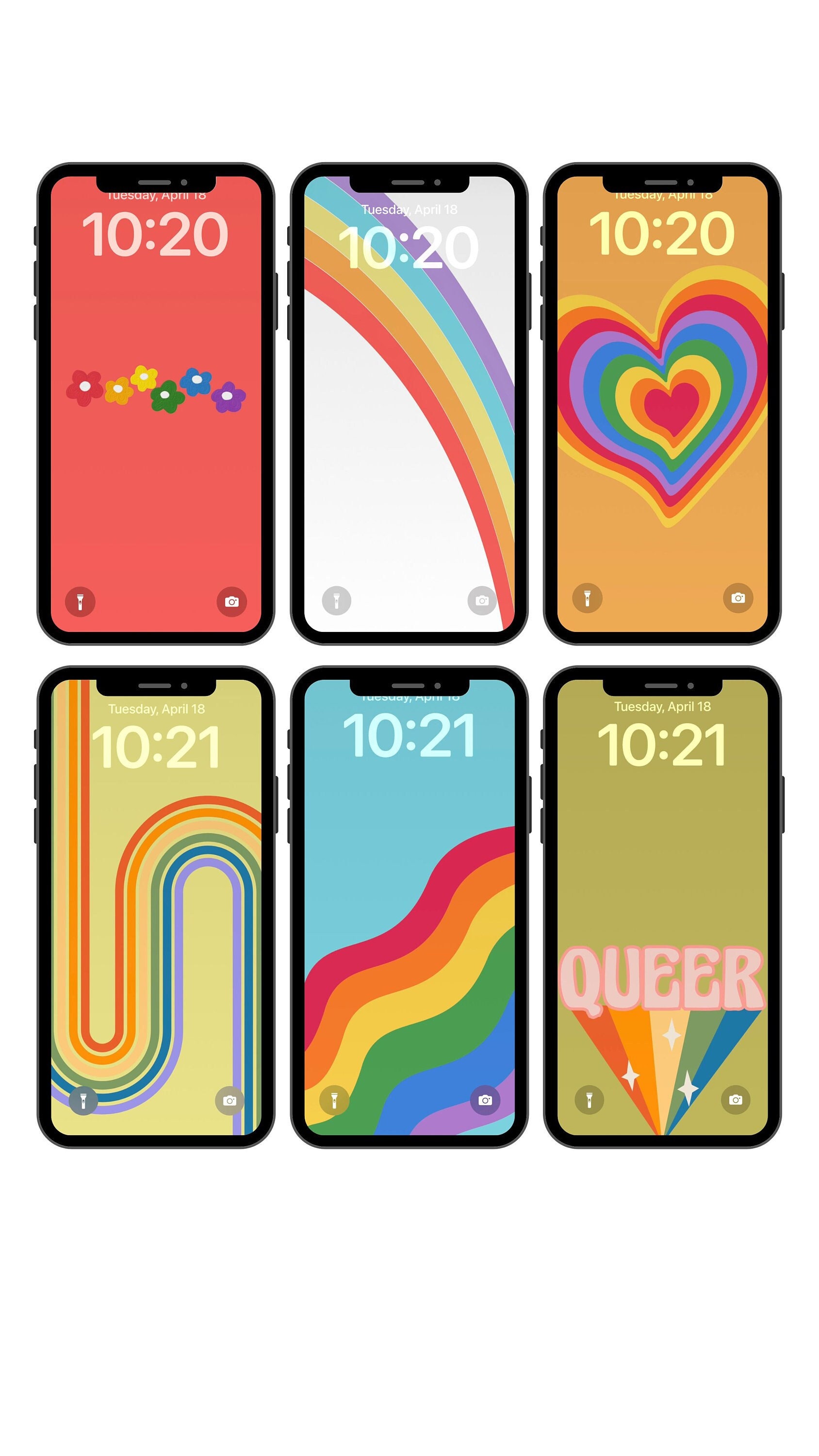 Vintage Rainbow Queer Simple Design Phone Wallpaper Set of 11 - Etsy