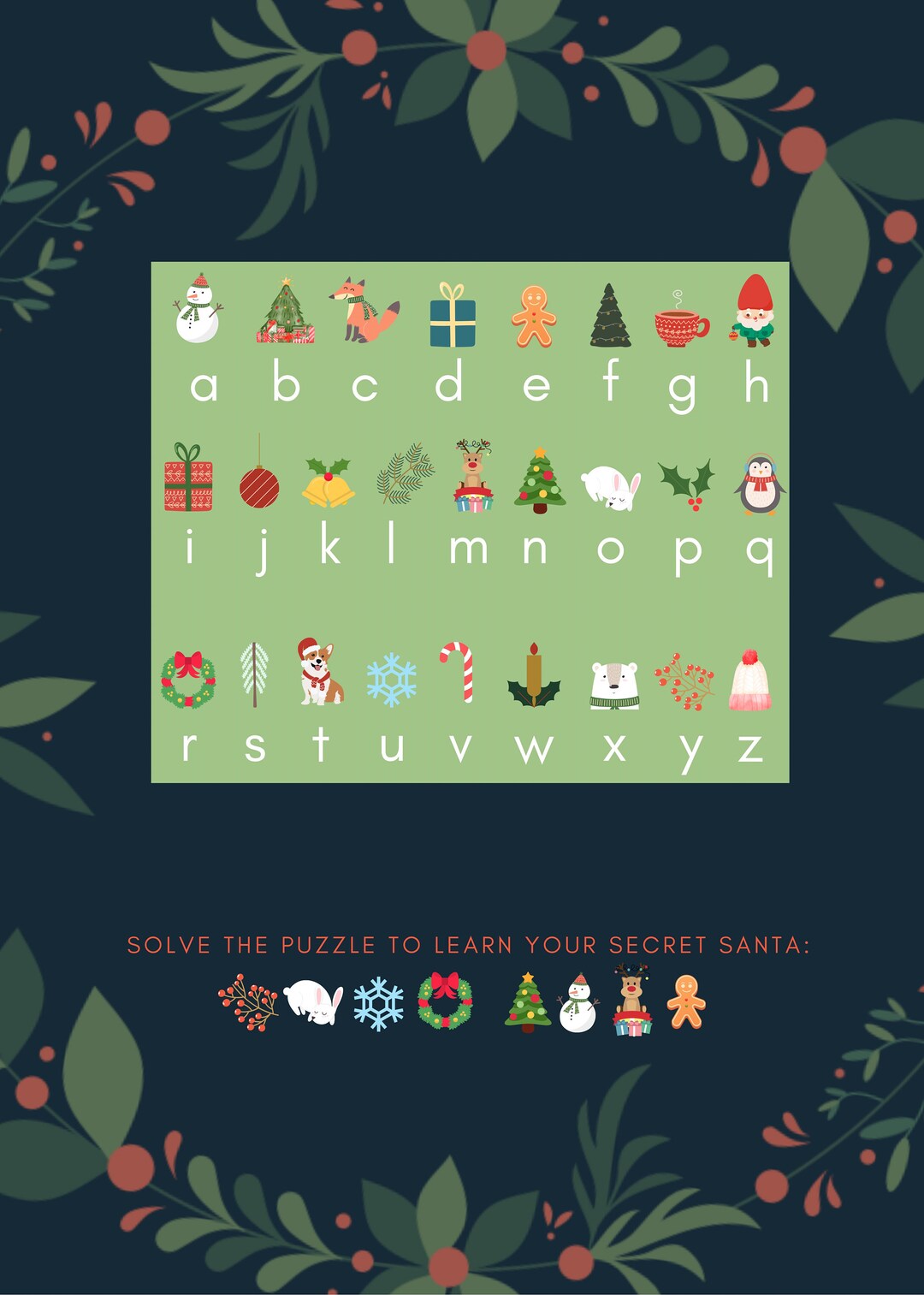 Custom Secret Santa Name Reveal Word Puzzle Card - Etsy