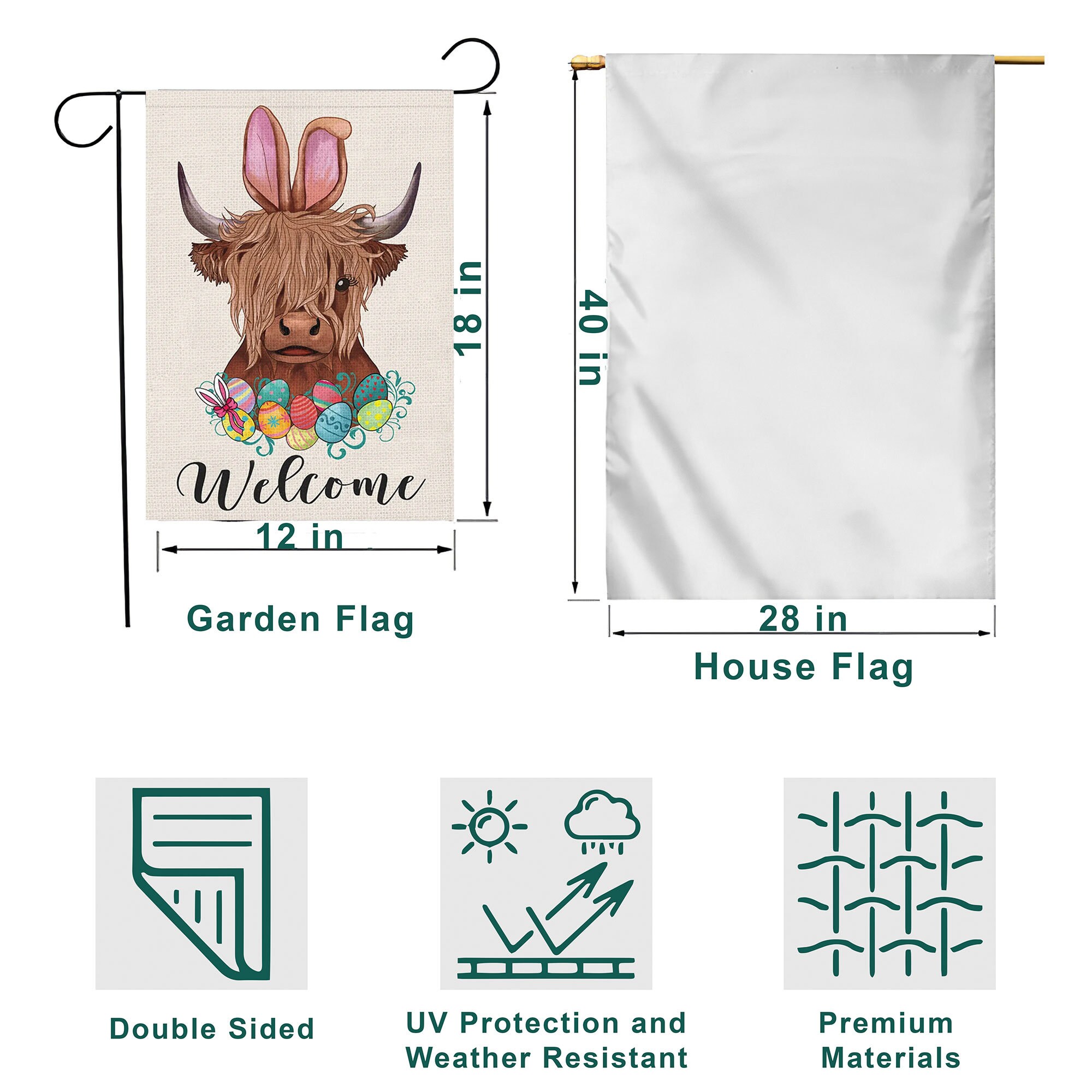Highland Cow Flag, Fuzzy Cow, Cow Flag, Welcome Flag, Cow Yard Decor ...