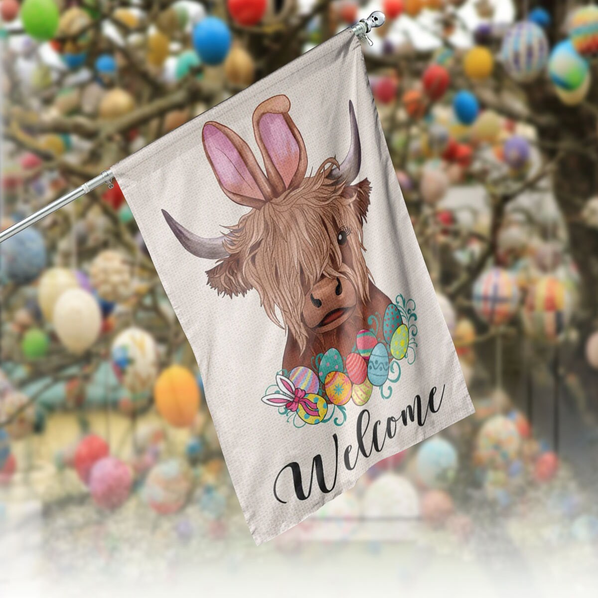 Highland Cow Flag, Fuzzy Cow, Cow Flag, Welcome Flag, Cow Yard Decor ...