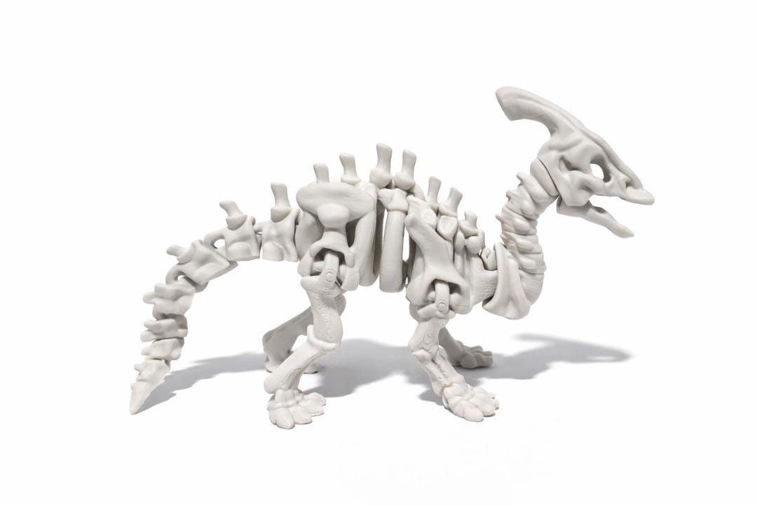 3D Printed Skeleton Parasaurolophus – Spooky Dino Desk Toy, Fossil ...