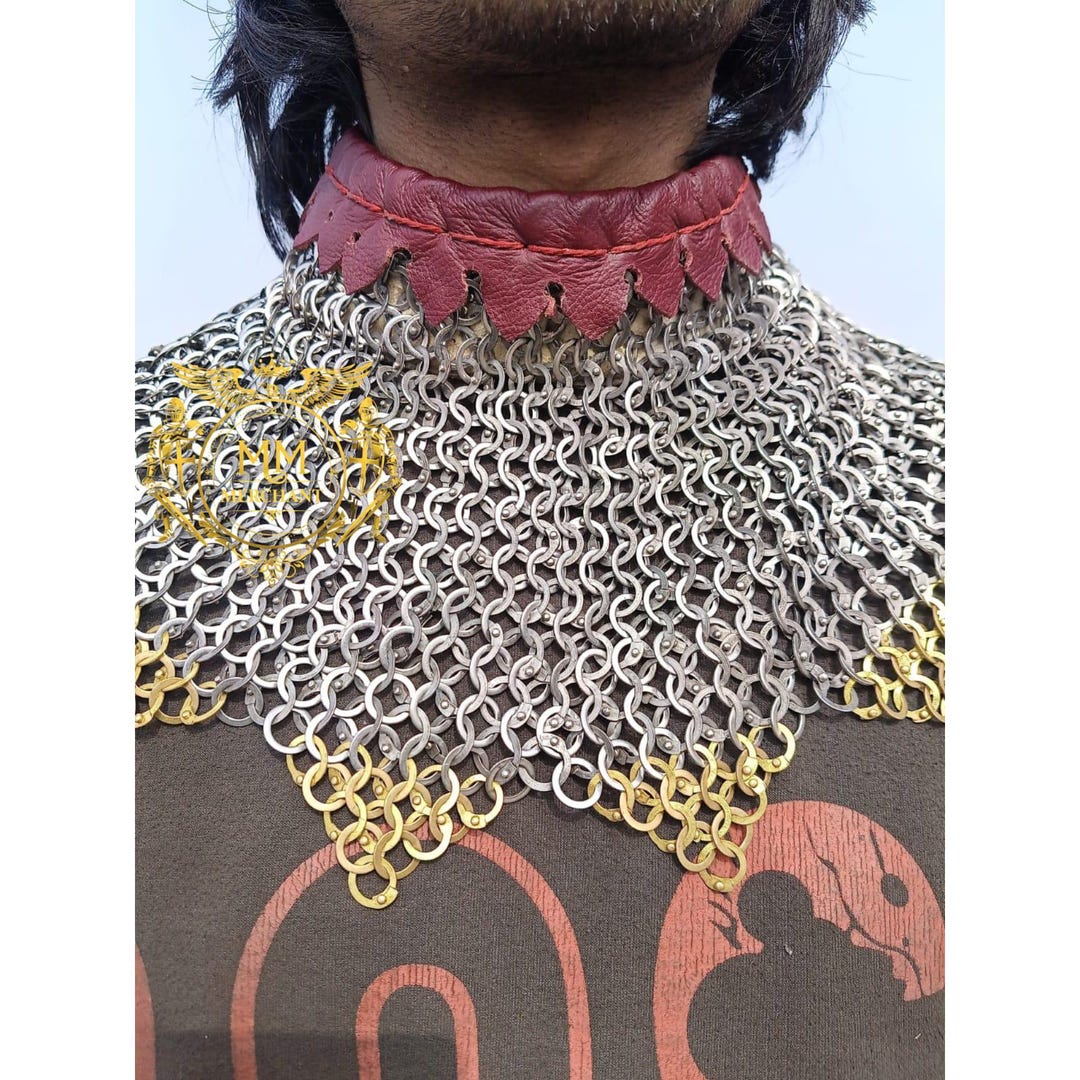 Chainmail Collar Mild Steel Neck Armor, Dome Riveted Zig Zag - Etsy