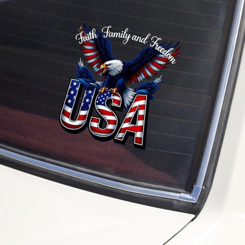 Faith Family & Freedom Car Window Decal Sticker, Freedom American Flag ...
