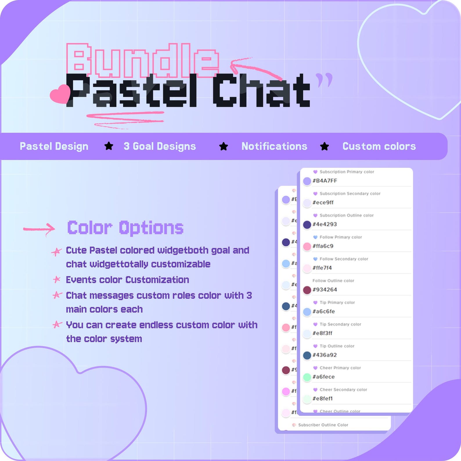 Cute Pastel Chat & Goal Widget Bundle for Streamelements | Chat Overlay ...