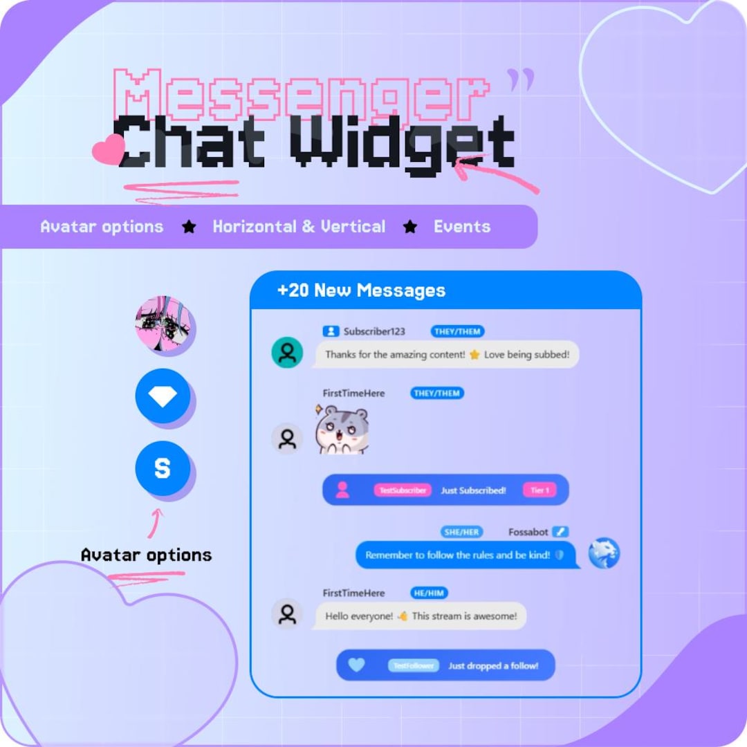 Messenger Style Chat Widget for Twitch Streamelements OBS | Animated ...