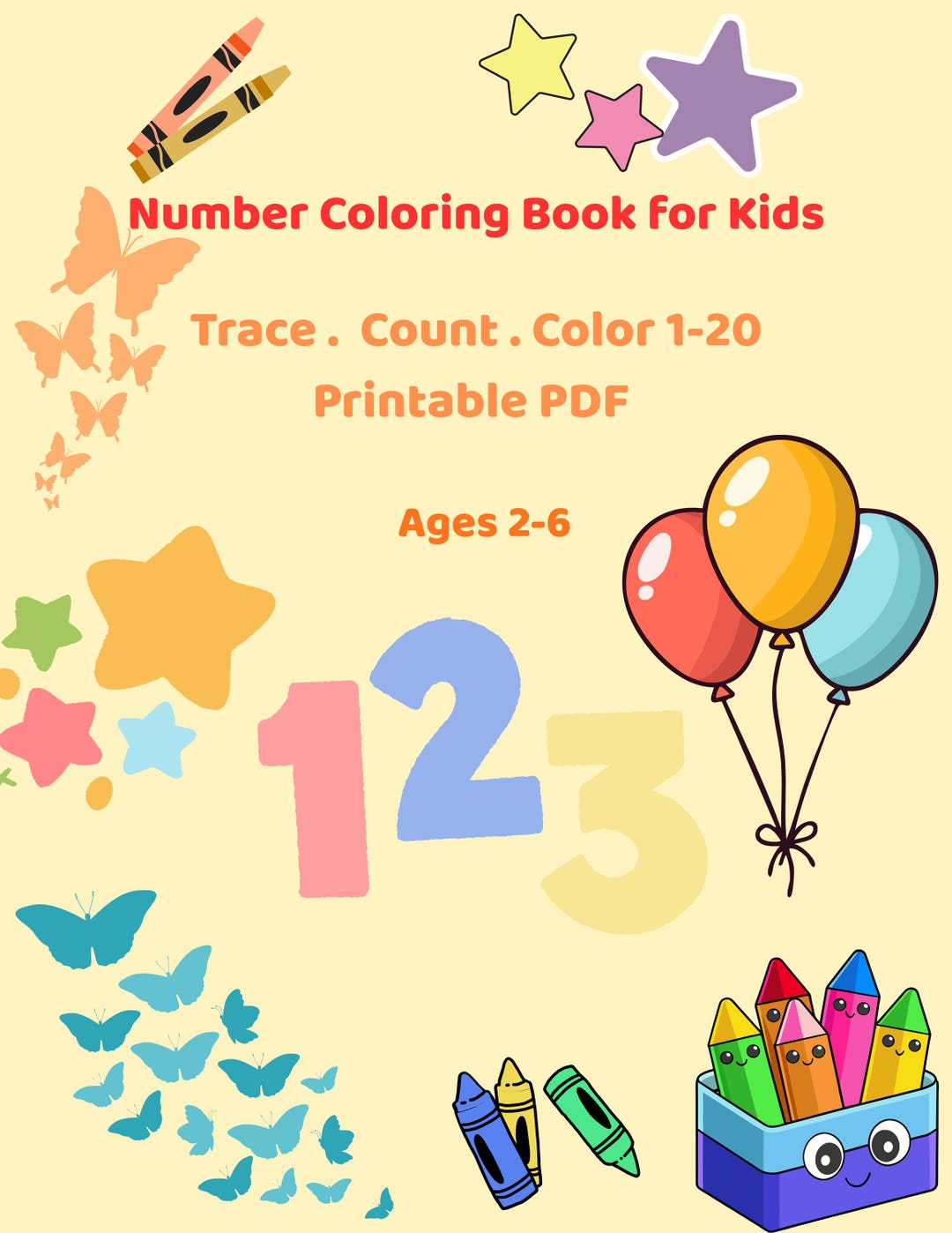 Number Coloring Book for Kids | Printable PDF | Trace, Count , Color 1 ...