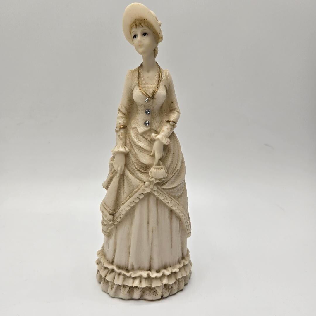 Polystone Victorian Lady Figurine Daintily Holding Her Purse & Lifting ...