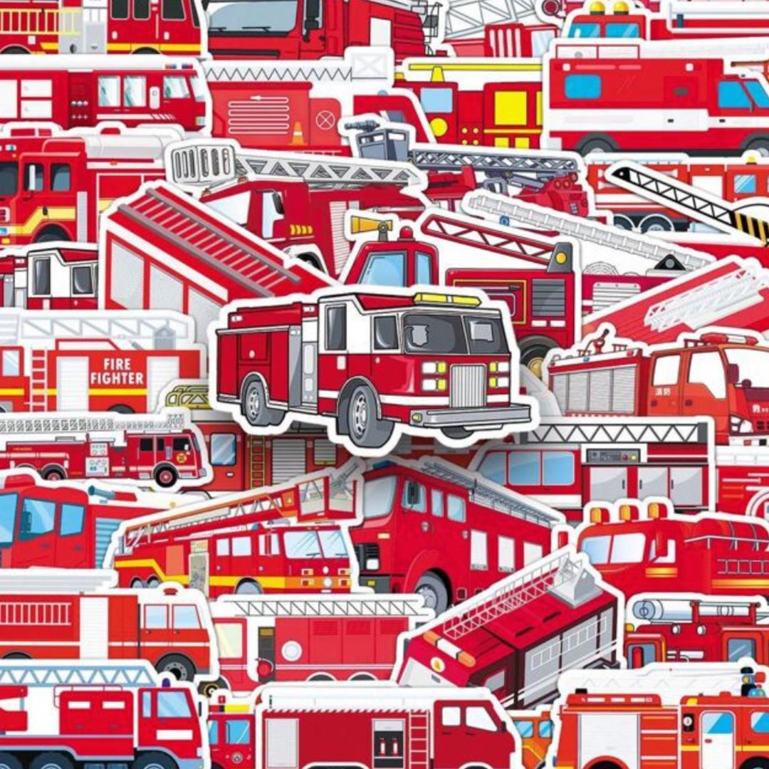 Fire Sticker Pack | Red Fire Engine, Ladder Vehicle Vinyl Decals - Etsy