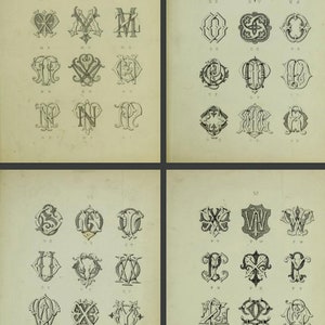 1500 MONOGRAMS and 17 ALPHABETS 80 Pages Printable Old French Pattern ...