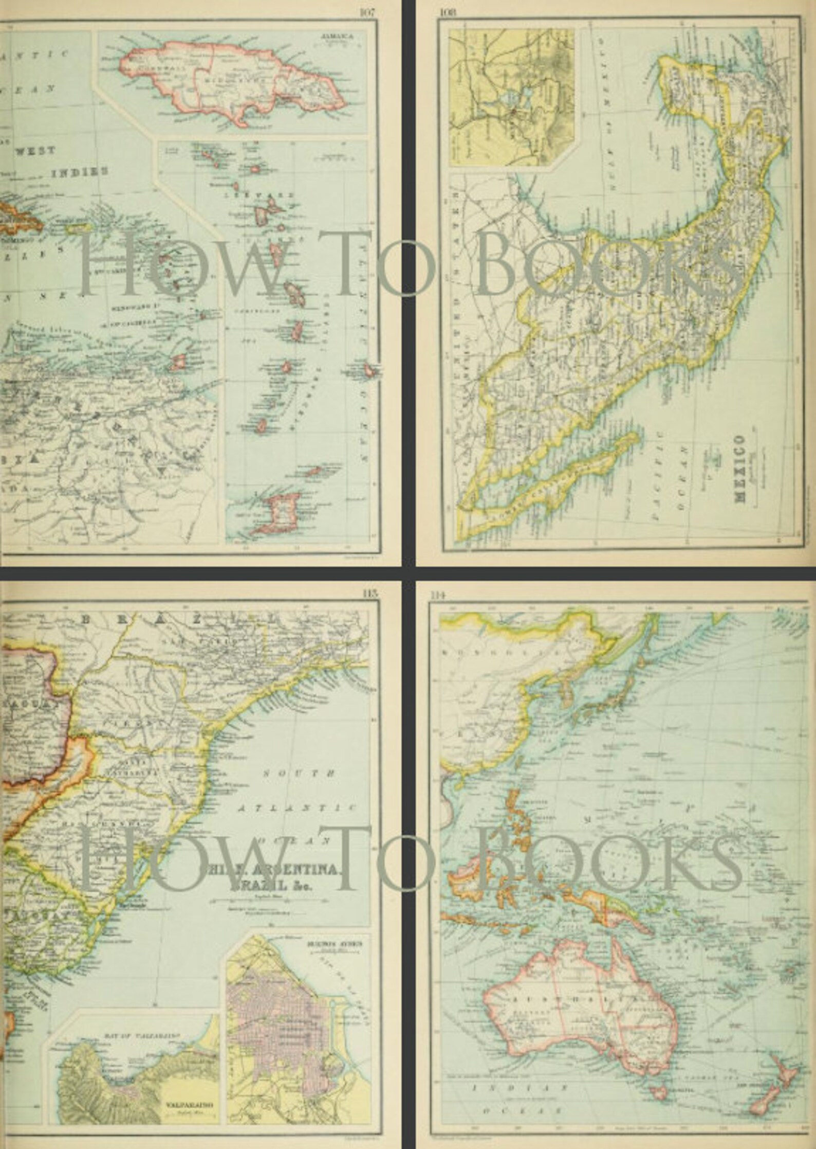 Rare 1910 ILLUSTRATED WORLD ATLAS 273pages With 130 Full Color | Etsy