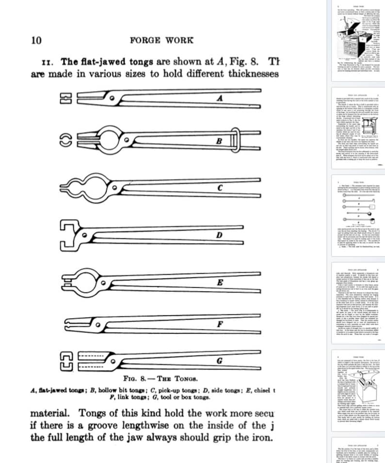 FORGE WORK TUTORIAL Illustrated Textbook Blacksmith Metalworking Tool ...