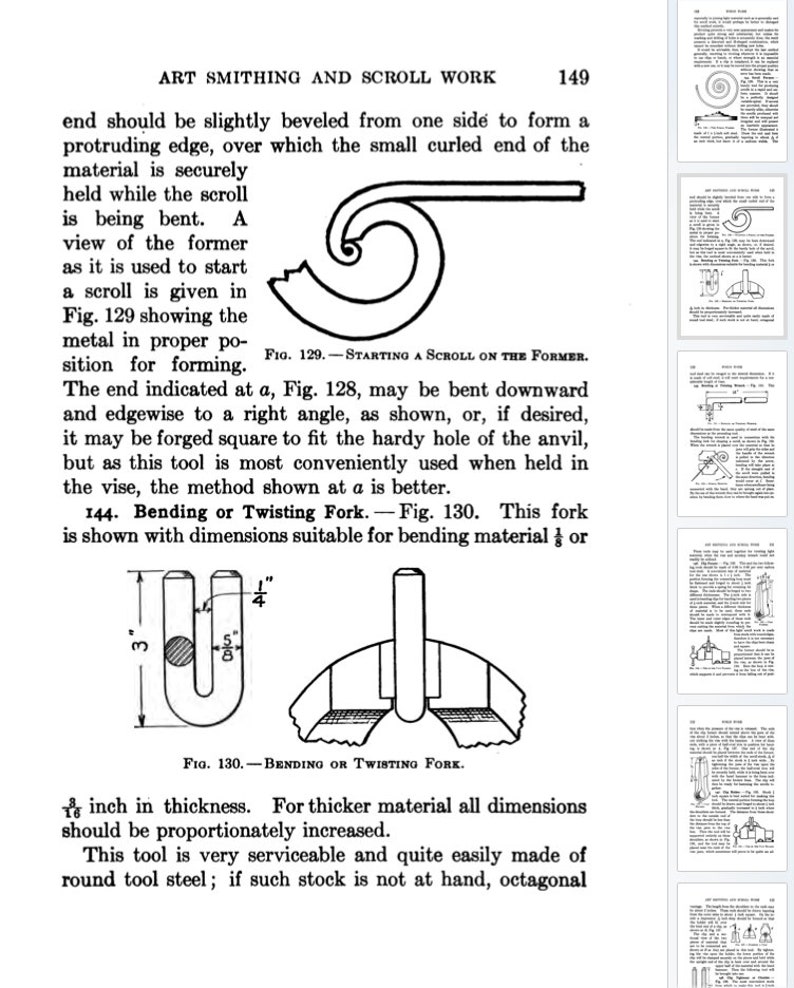 FORGE WORK TUTORIAL Illustrated Textbook Blacksmith Metalworking Tool ...