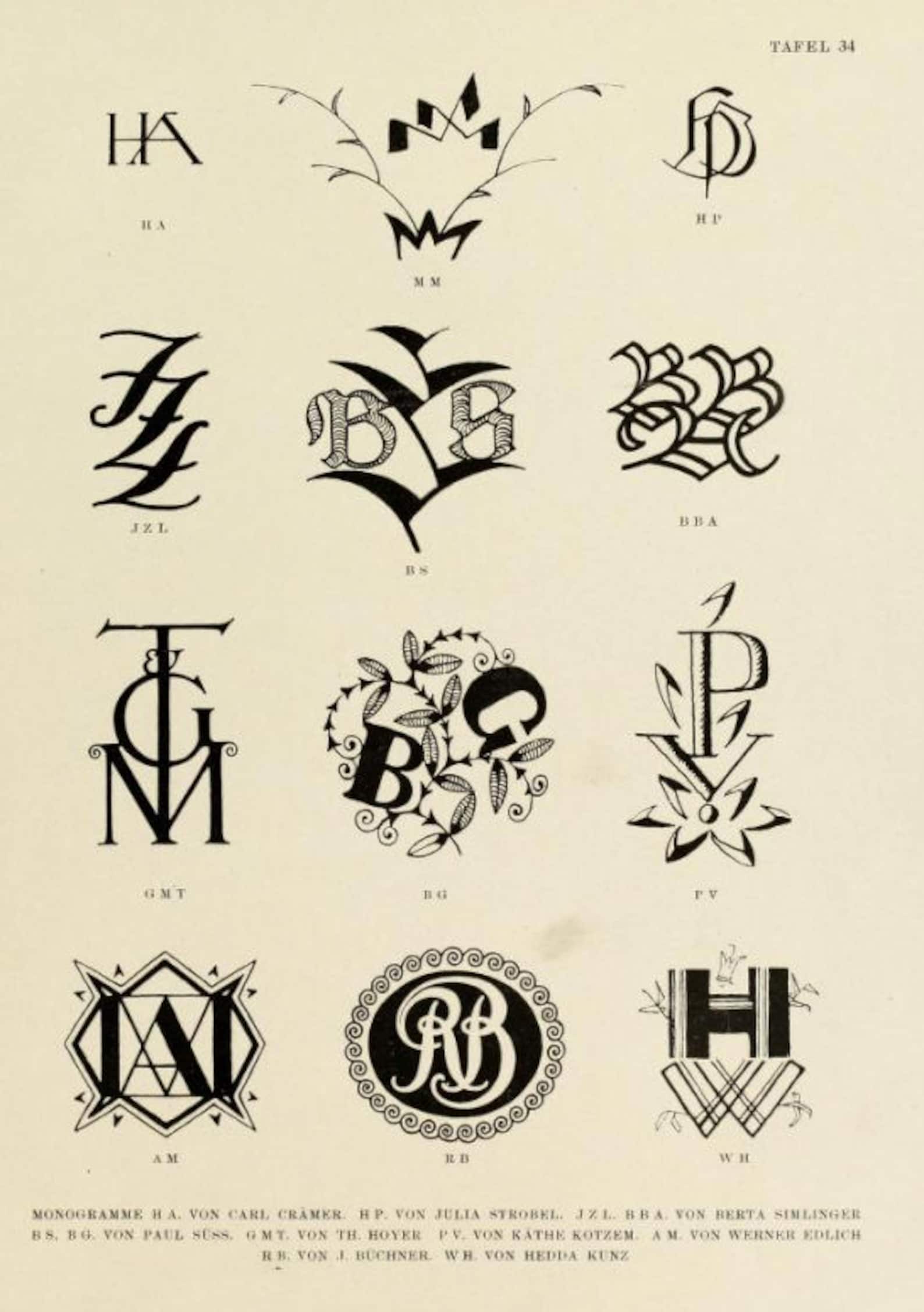 600 ART DECO MONOGRAMS 55 Pages Printable German Design Book - Etsy