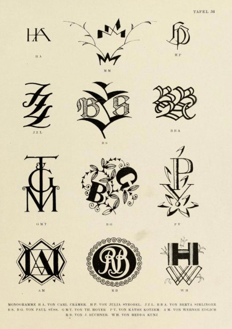 600 ART DECO MONOGRAMS 55 Pages Printable German Design Book - Etsy