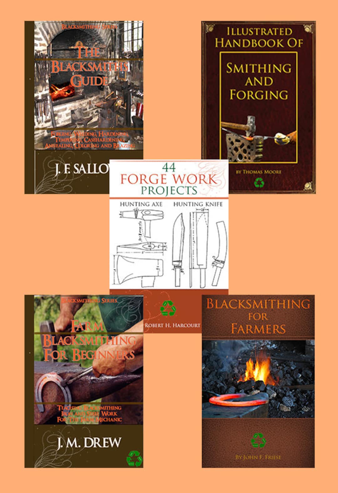 New Collection of 5 X Top Selling BLACKSMITHING Books ~ Illustrated Tutorials and Projects With ...