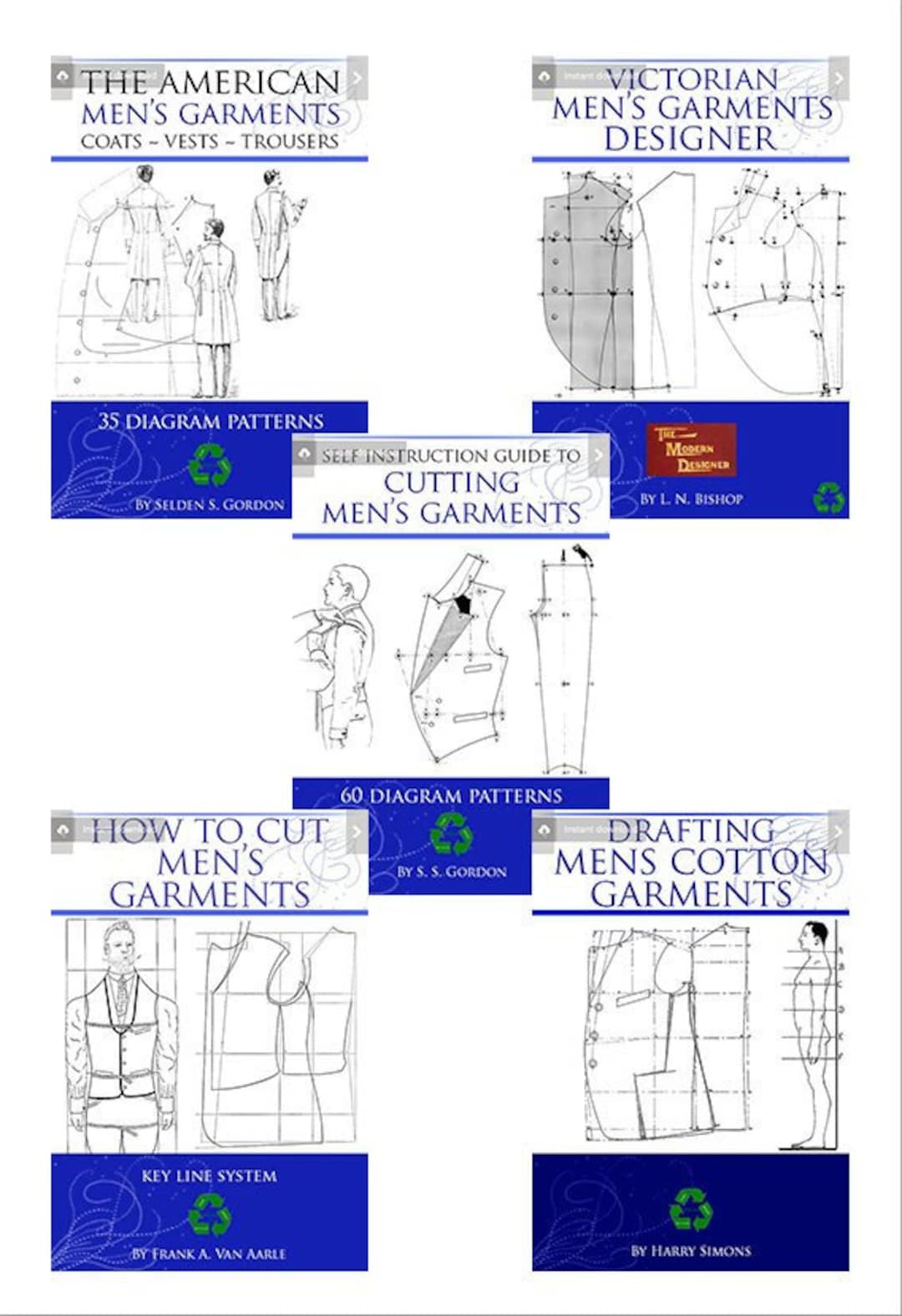 New Collection #2 of 5 X Rare Victorian CUTTING MENS GARMENTS Pattern ...