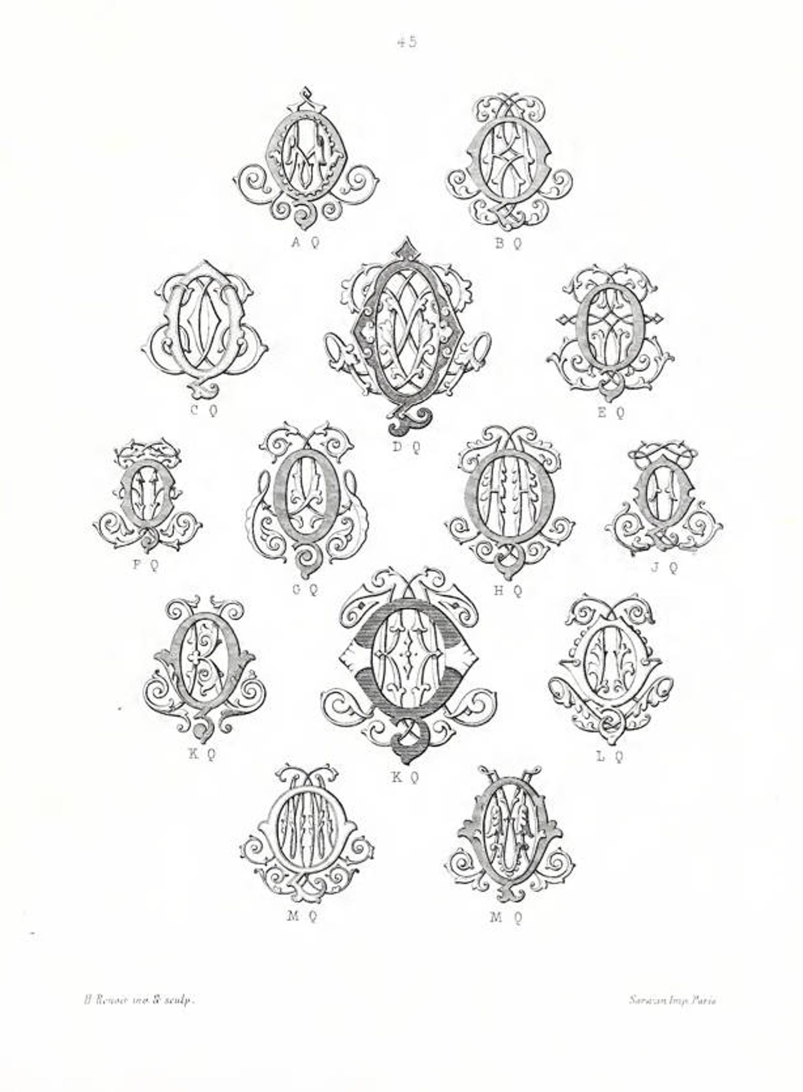 864 FRENCH MONOGRAMS Louis XIV Rare Printable Designs Book for | Etsy