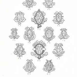 864 FRENCH MONOGRAMS Louis XIV Rare Printable Designs Book for ...