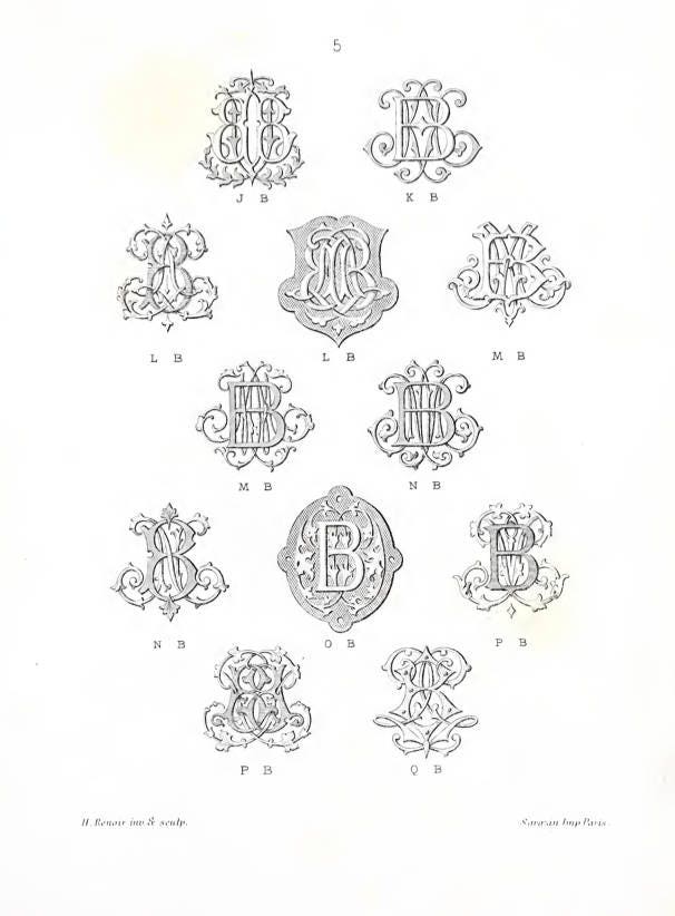 864 FRENCH MONOGRAMS Louis XIV Rare Printable Designs Book for | Etsy