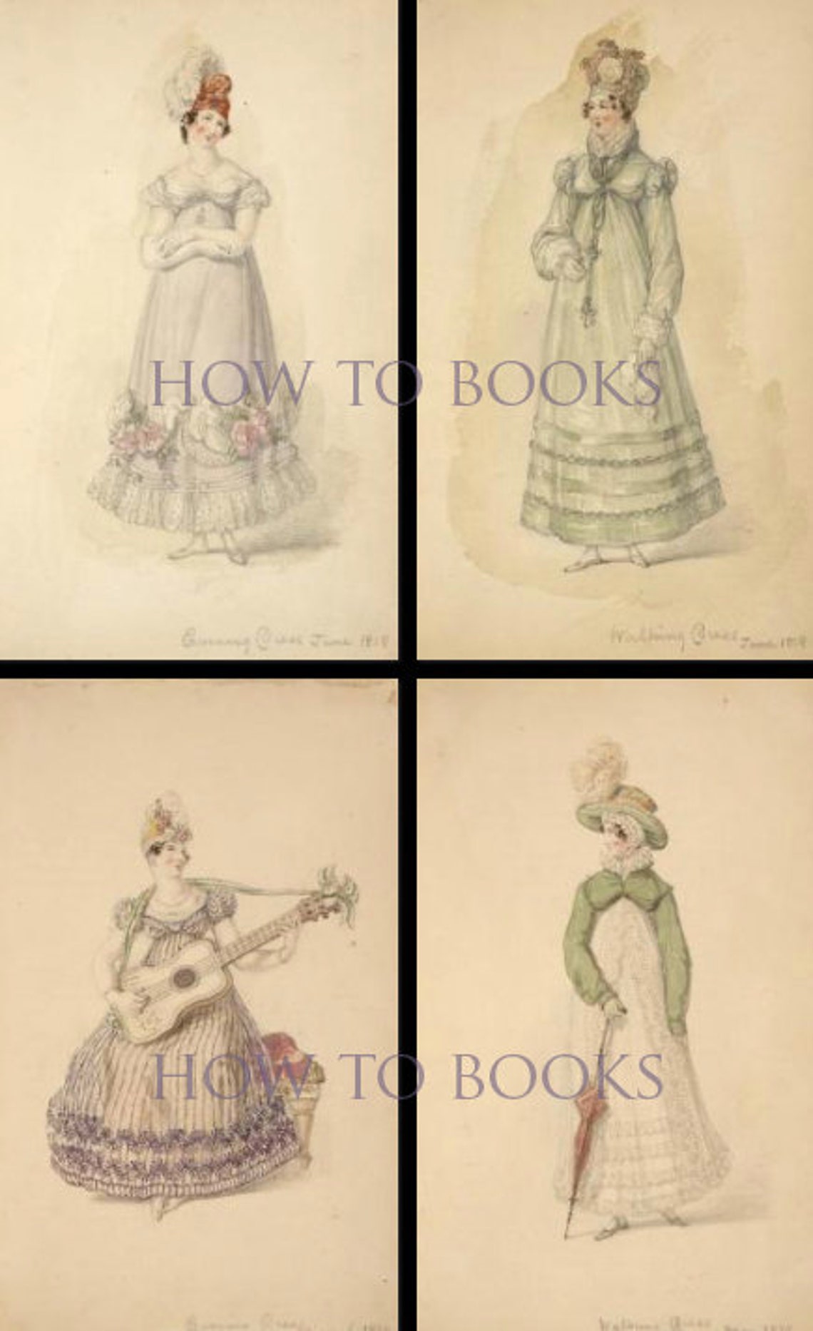 1810 ~ 1823 Georgian Ladies Costumes ~ 121 Full Color Fashion Drawings ...