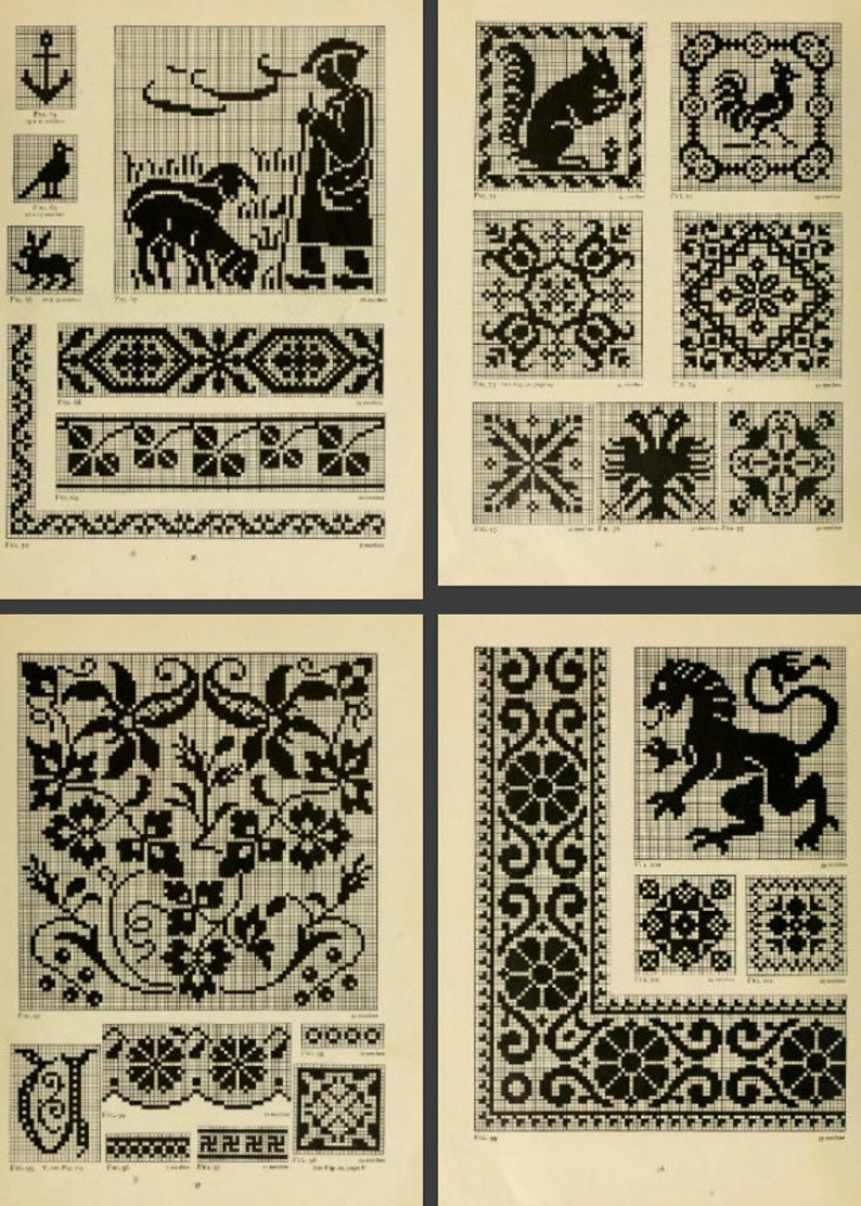 The Filet CROCHET PATTERN Book 119 Design Templates 17 | Etsy