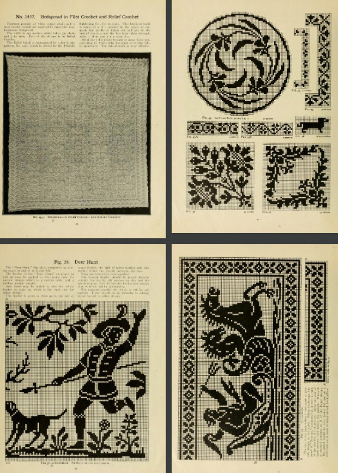 The Filet CROCHET PATTERN Book 119 Design Templates 17 - Etsy