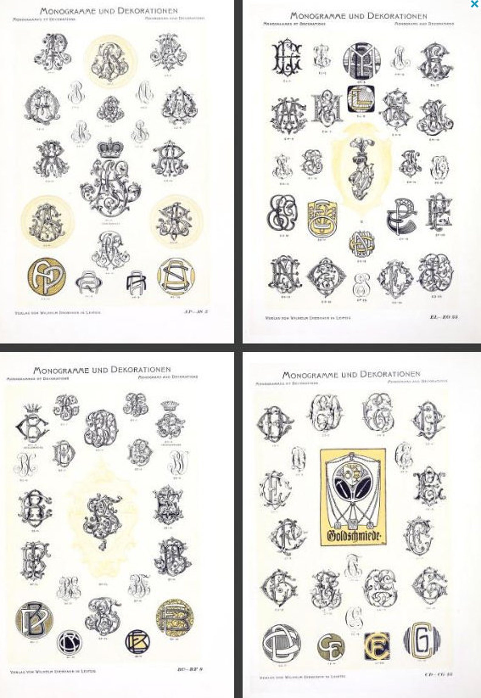 New Collection of 5 X RARE Victorian Monograms and Alphabet - Etsy