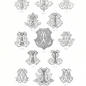 864 FRENCH MONOGRAMS Louis XIV Rare Printable Designs Book for ...