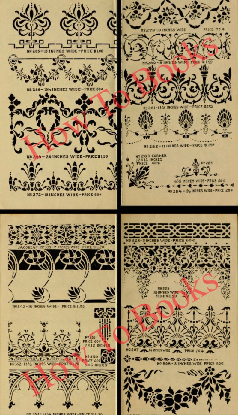 280 STENCIL PATTERNS Rare 1910 Design Catalog for All Crafting Hobbies ...