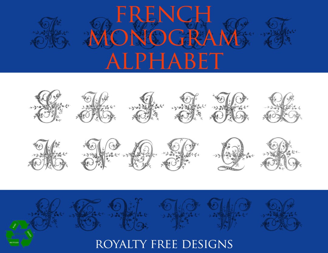 Ready to Print FRENCH MONOGRAM ALPHABET Pattern Book for Embroidery ...