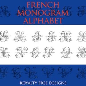 Ready to Print FRENCH MONOGRAM ALPHABET Pattern Book for Embroidery ...