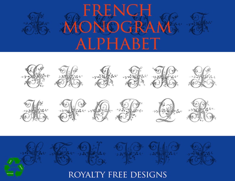Ready to Print FRENCH MONOGRAM ALPHABET Pattern Book for Embroidery ...