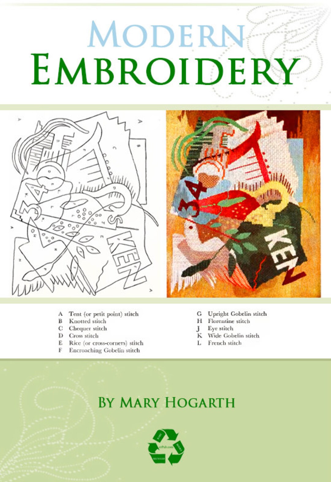 MODERN EMBROIDERY 1938 With Colored Studies Tutorial Book on Stitches ...