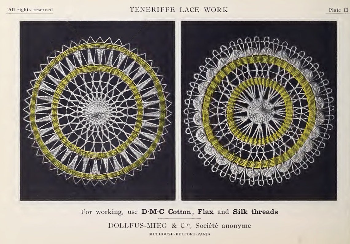 103 Teneriffe Lace Work Designs and Instructions on Stitches 33 Pages ...