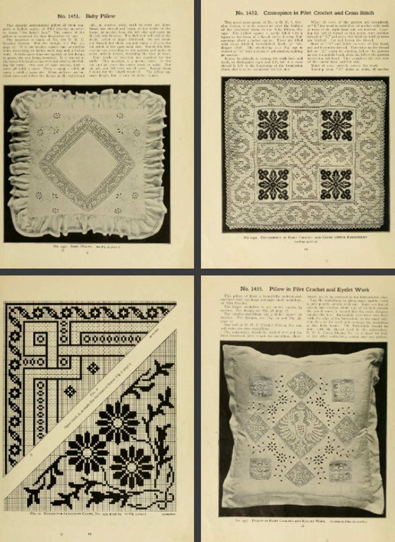 The Filet CROCHET PATTERN Book 119 Design Templates 17 - Etsy