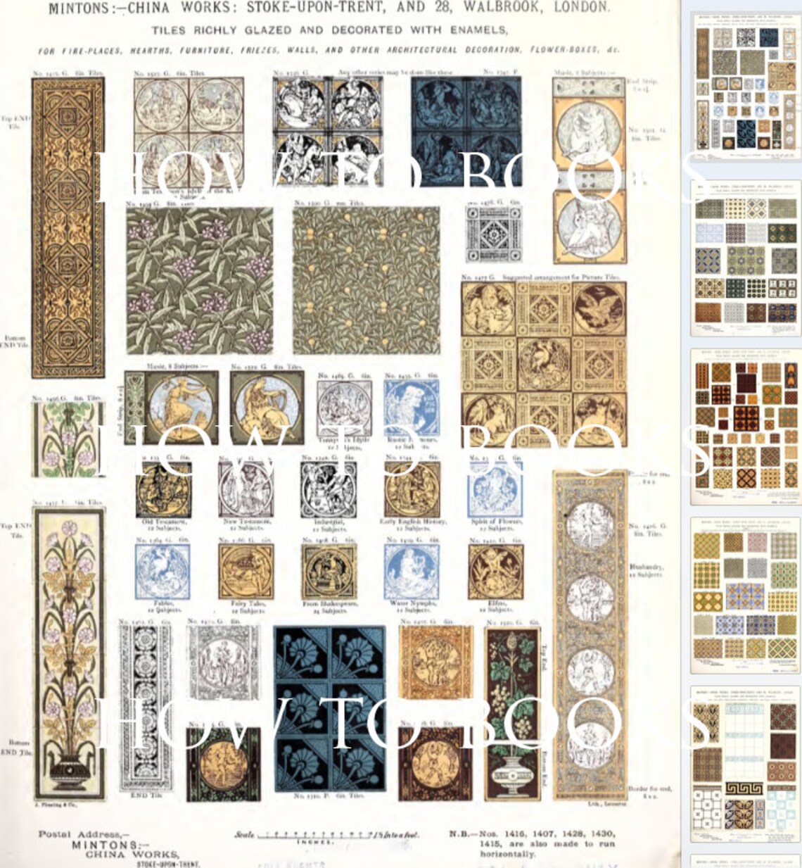 350 MINTONS Enamelled TILE PATTERNS Rare Color Illustrated Collectors ...