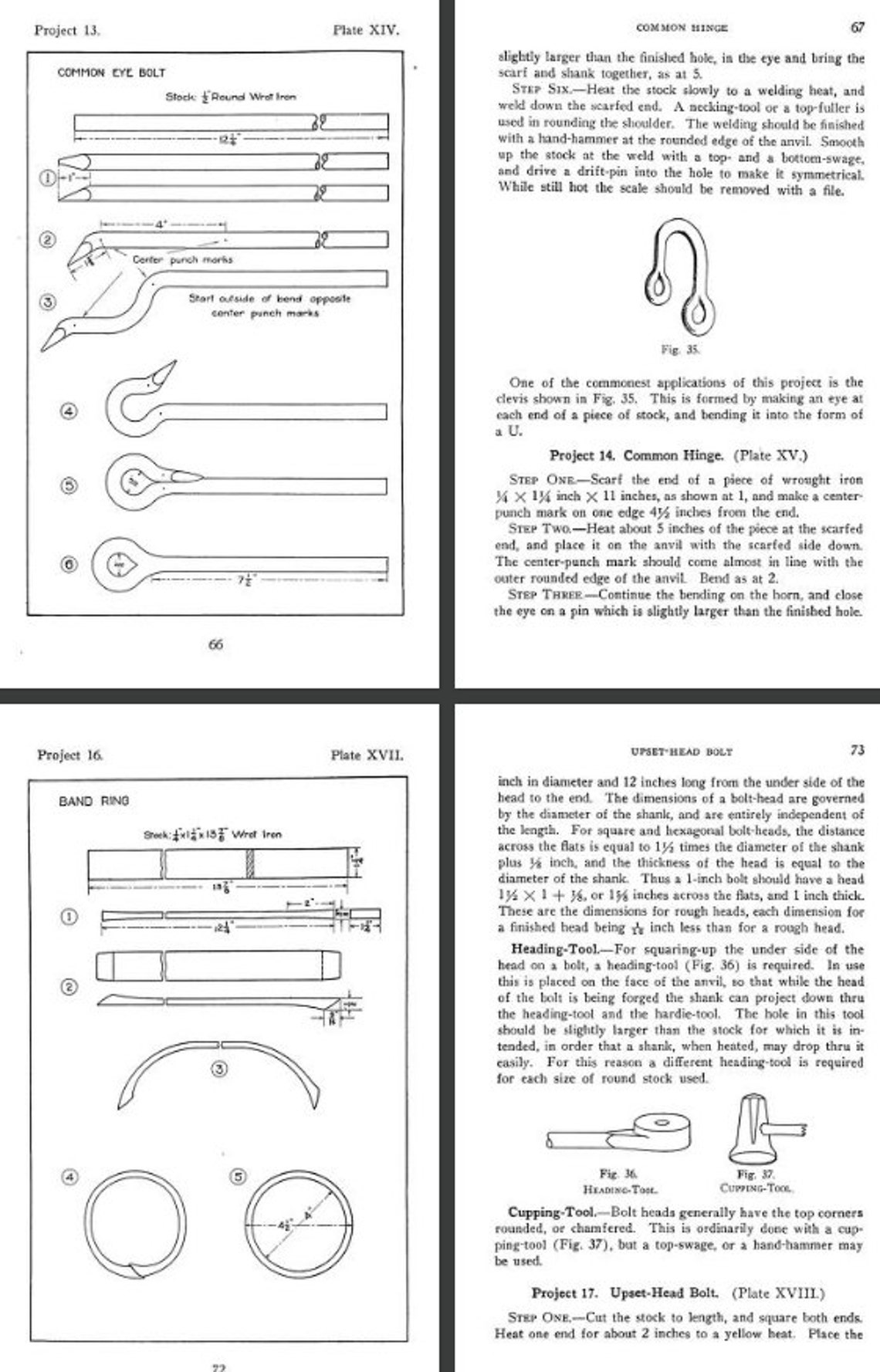 44 FORGE WORK PROJECTS Illustrated Textbook Blacksmith Metalworking ...