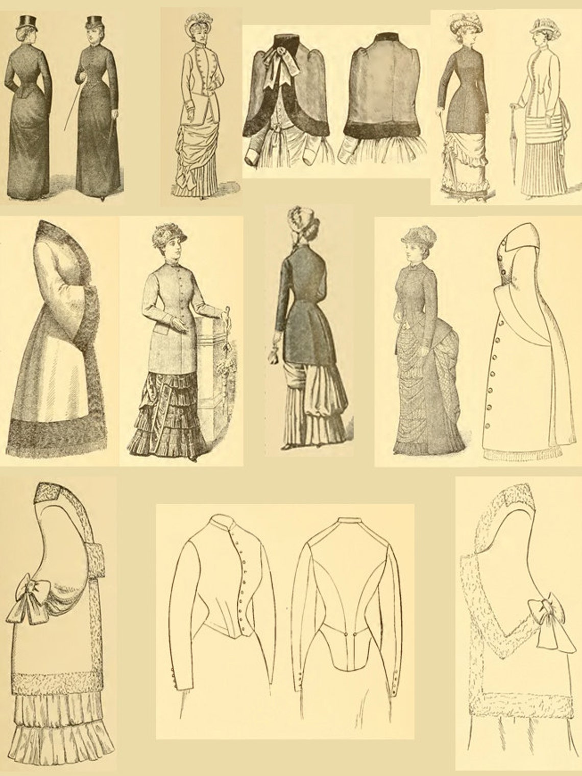 14 VICTORIAN SEWING PATTERNS from The Handbook On Dress and | Etsy