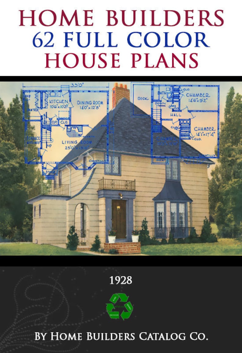 1928 Home Builders Full Color Plan Book With 62 American House Designs ...