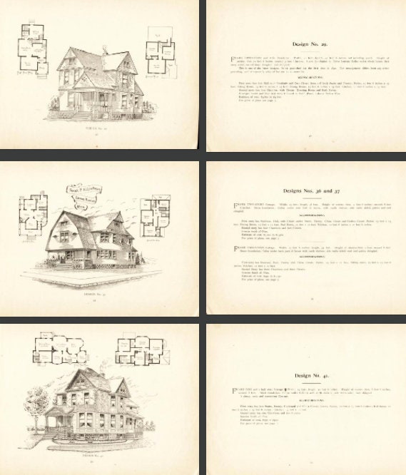 82 ARTISTIC HOUSE PLANS Rare 1893 Architectural Designs, Views and ...