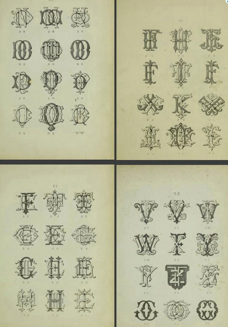 New Collection of 5 X RARE Victorian Monograms and Alphabet - Etsy