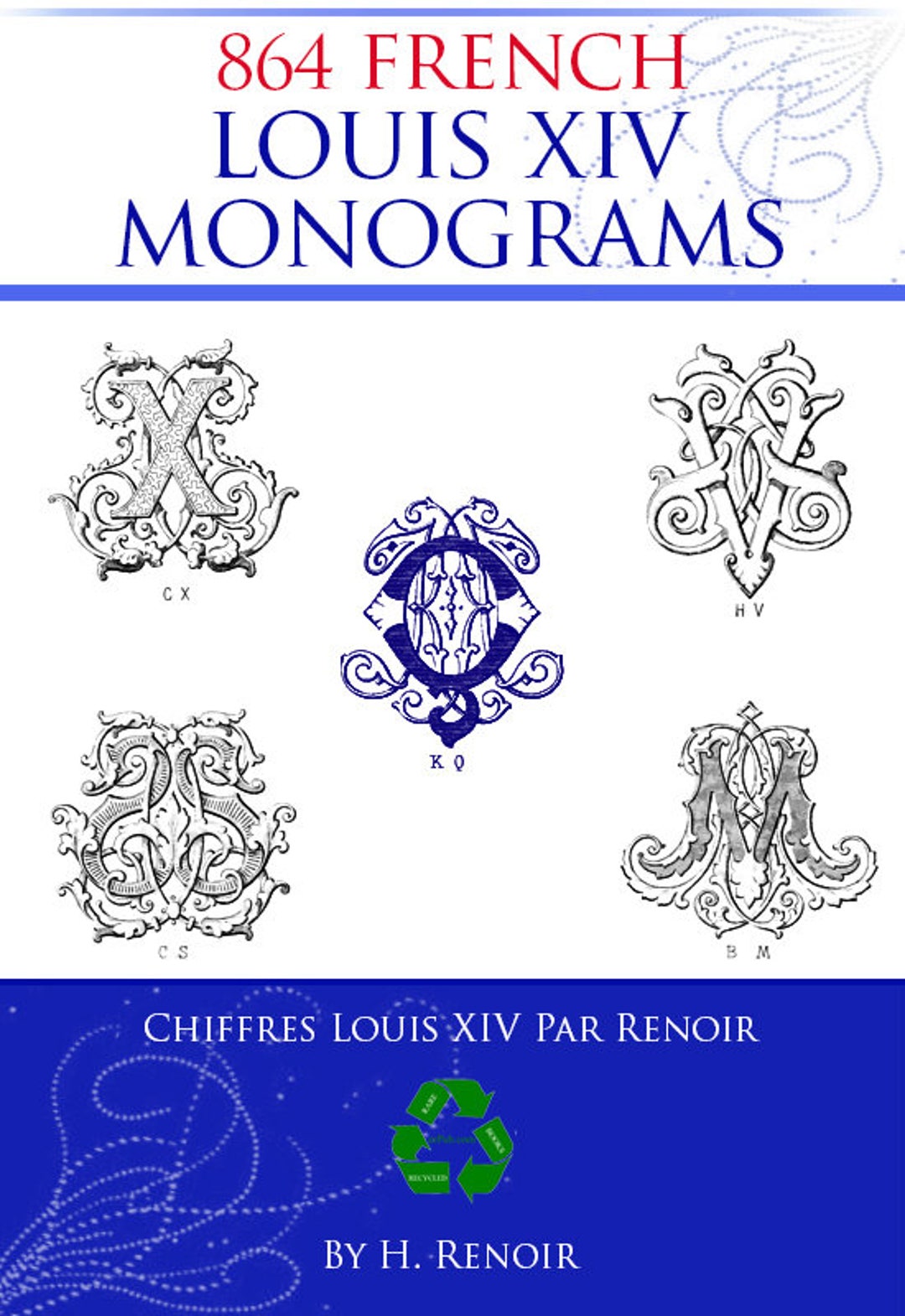 864 FRENCH MONOGRAMS Louis XIV Rare Printable Designs Book for ...