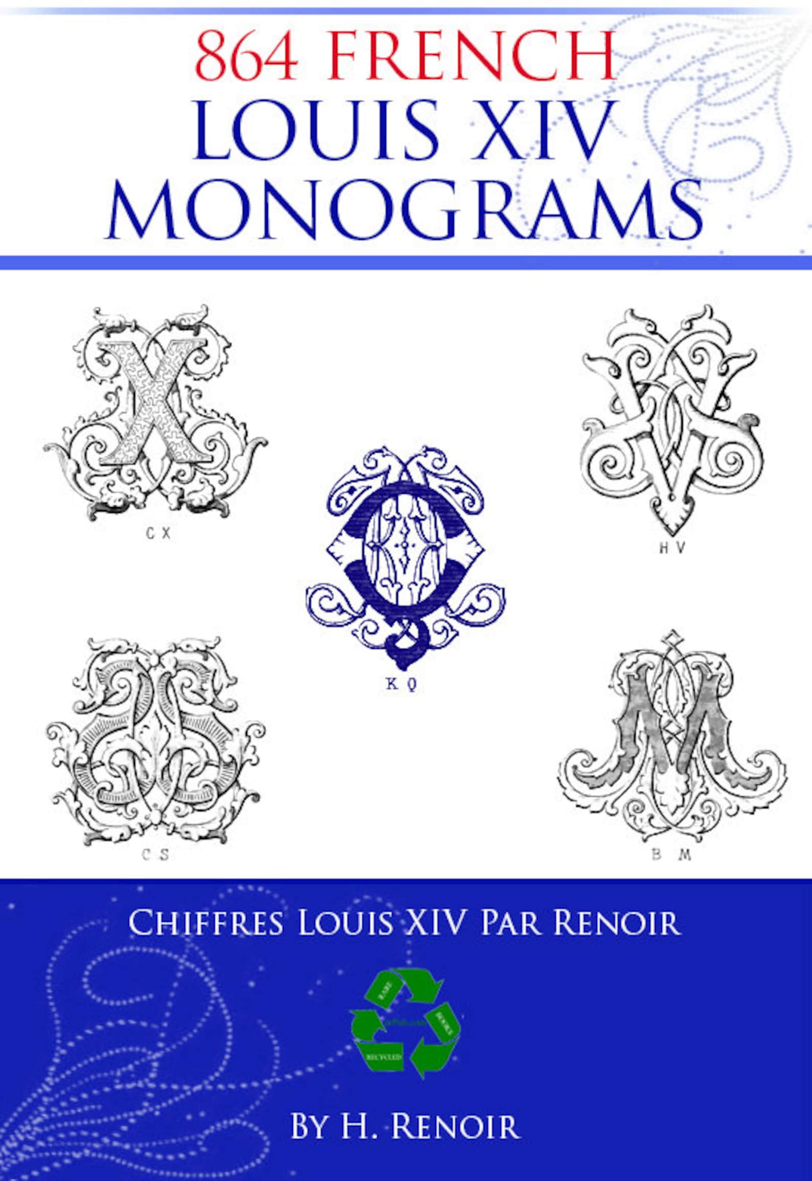864 FRENCH MONOGRAMS Louis XIV Rare Printable Designs Book for | Etsy