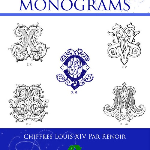 864 French MONOGRAM INITIALS Louis XIV Vintage Monograms for - Etsy