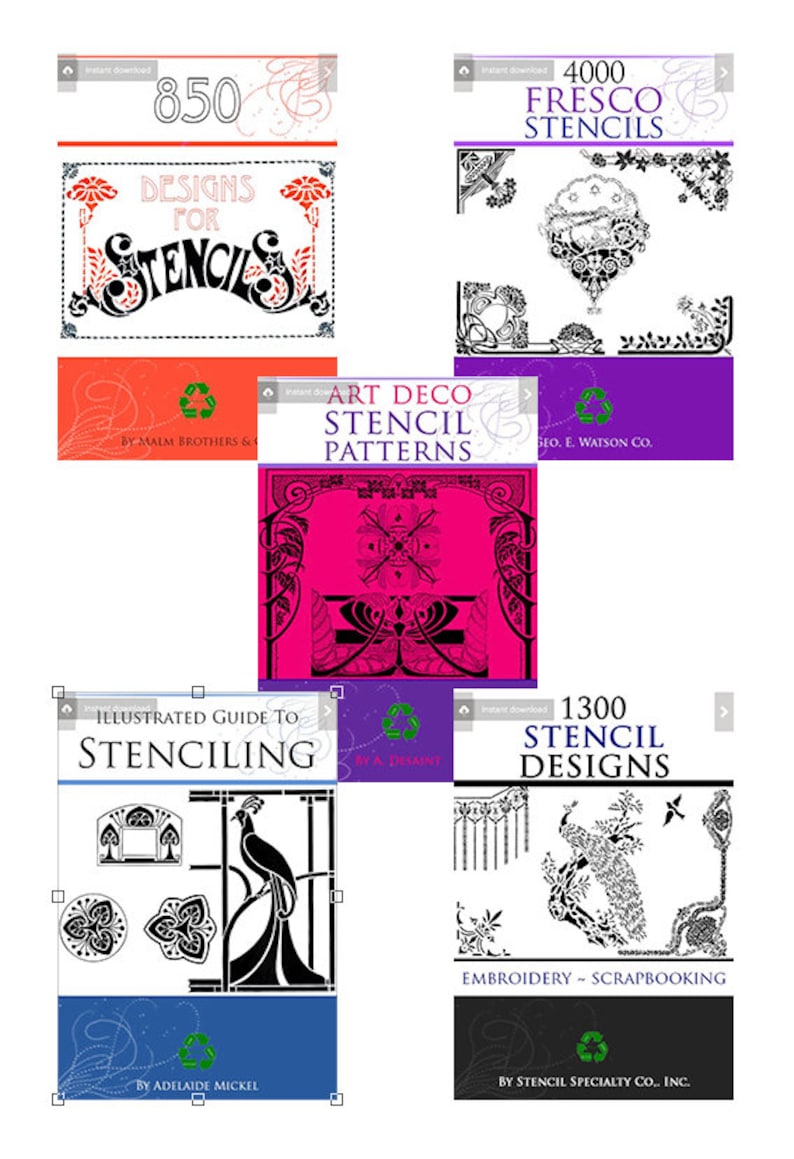 Collection 2 of 5 X DECORATIVE STENCIL DESIGN Books for All | Etsy