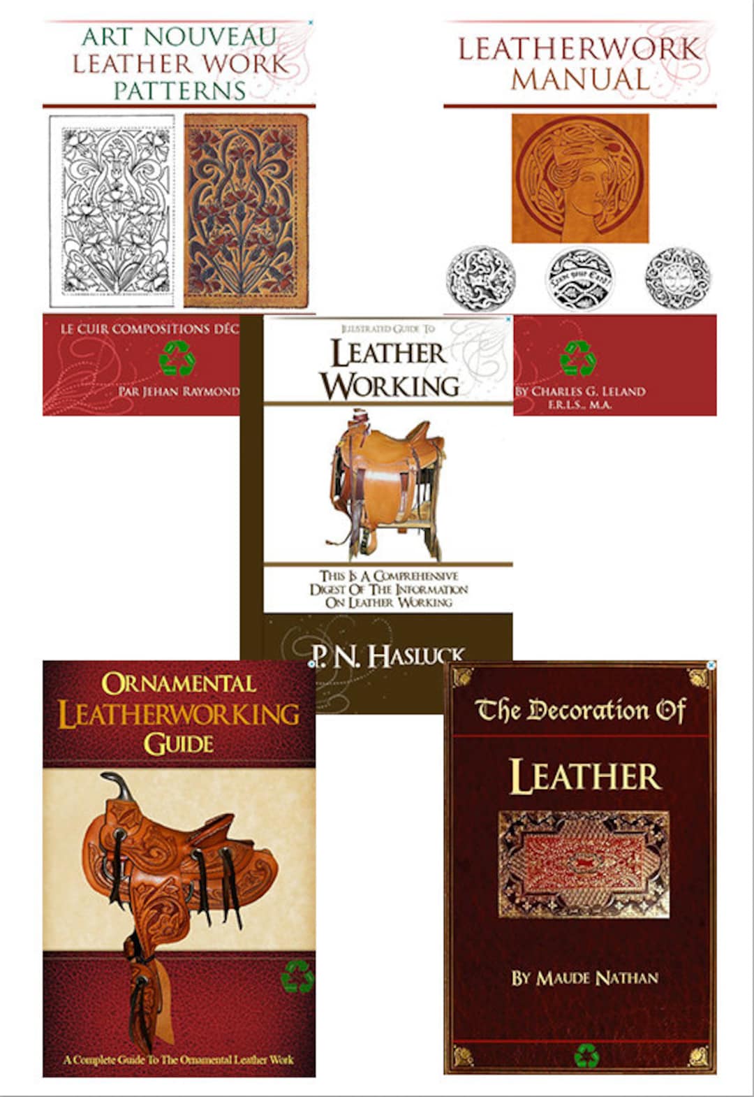 New Collection of 5 X RARE Victorian LEATHER WORKING Tutorial Books ...